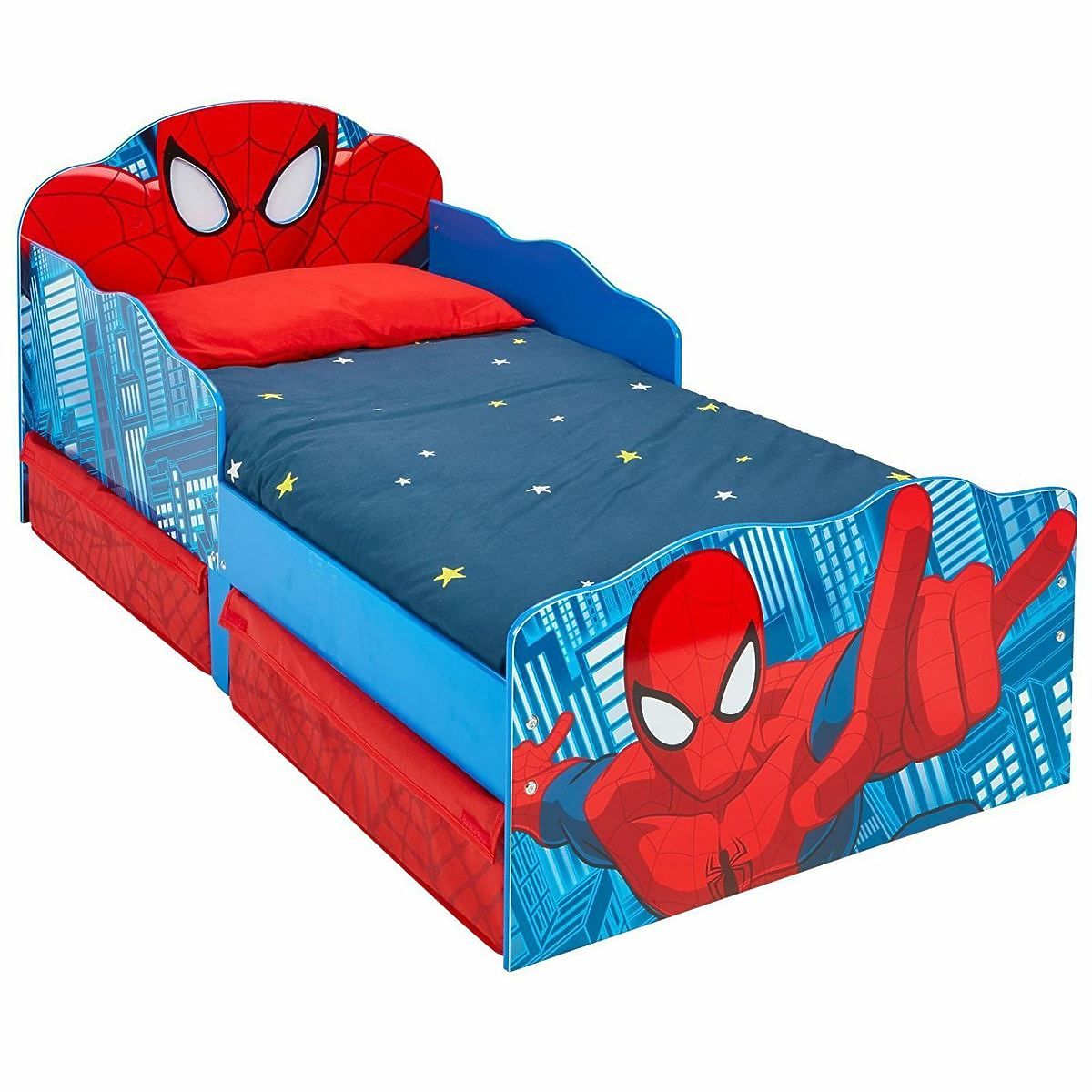 Dětská postel Spiderman se světýlkem a úložným prostorem - Se zábranou ...