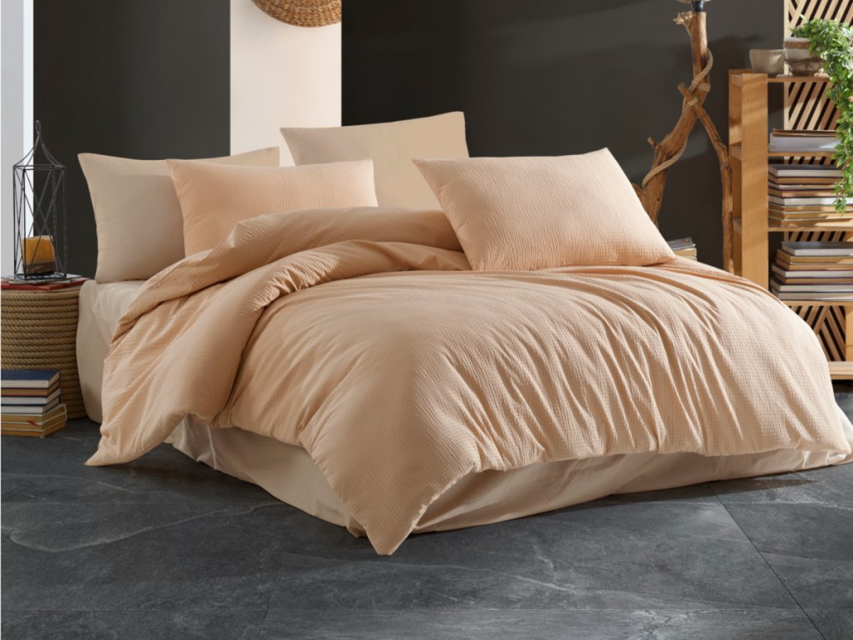 Jednobarevné krepové povlečení 140x200 cm - Béžové - Bavlněné povlečení ...