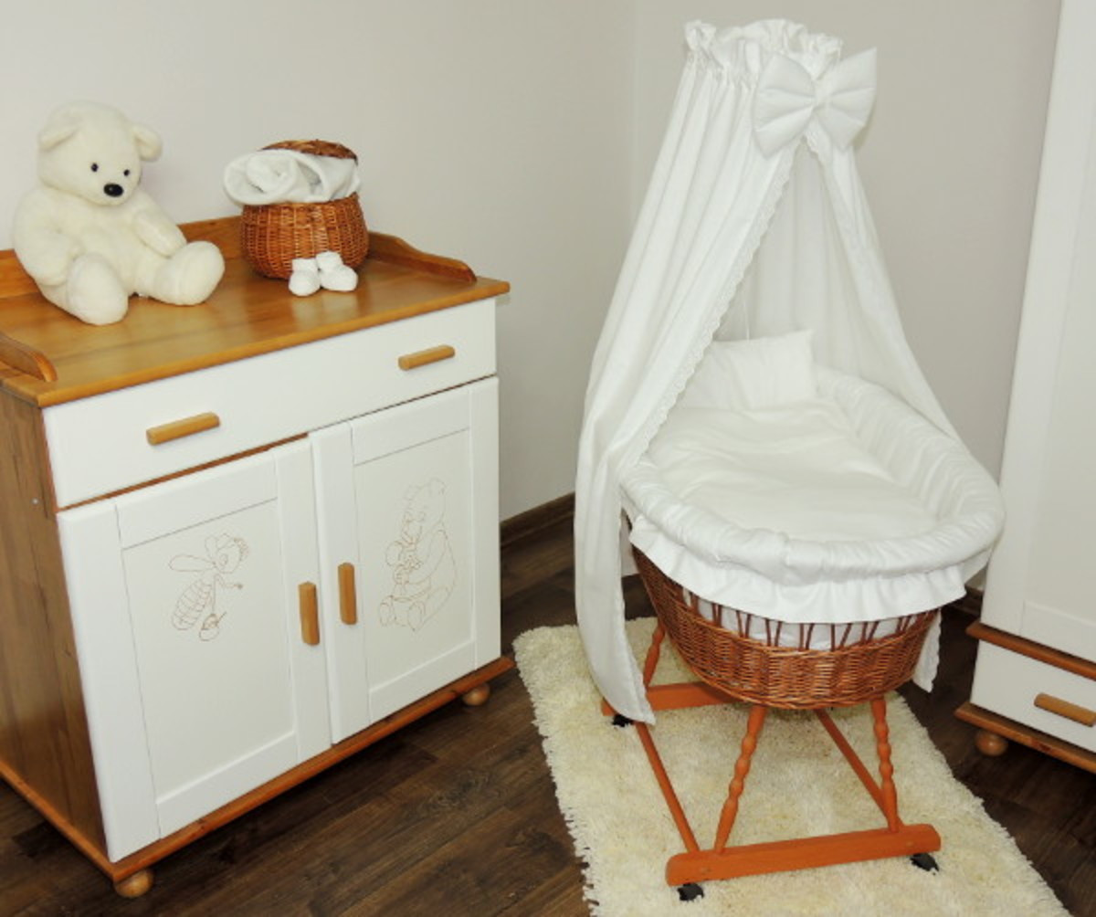 Proutěný koš pro miminko s krajkovou sadou povlečení - Proutěné ...