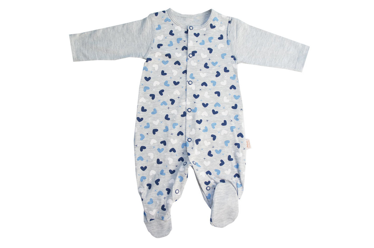 Dupačky s dlouhým rukávem srdíčka modré - Dupačky a polodupačky ...