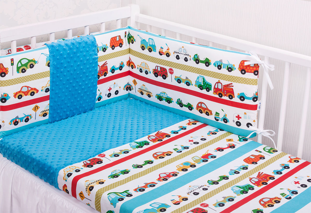 Dětské povlečení Autíčka 120x90 cm - modré - Bavlněné povlečení ...